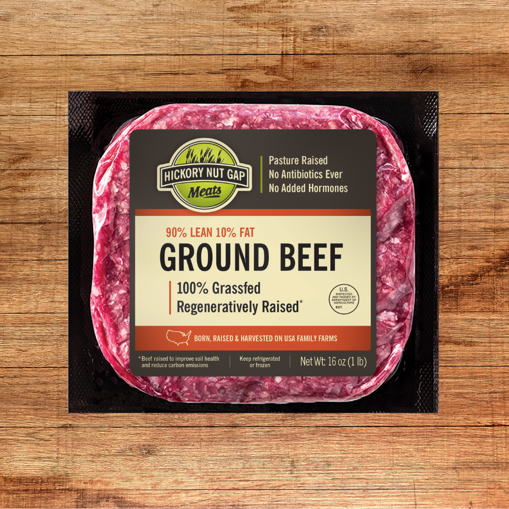 100% Grassfed Beef Ground 90/10 - 10lb Box, Pickup | Hickory Nut Gap Farms